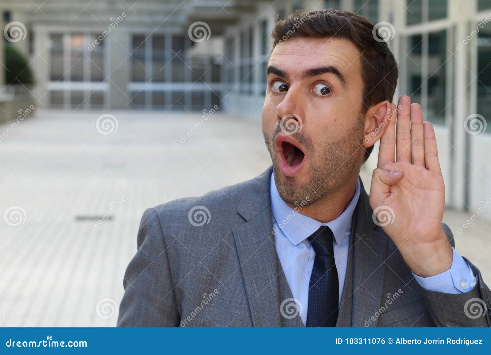 Businessman Trying To Hear a Gossip Stock Photo - Image of hearsay ...