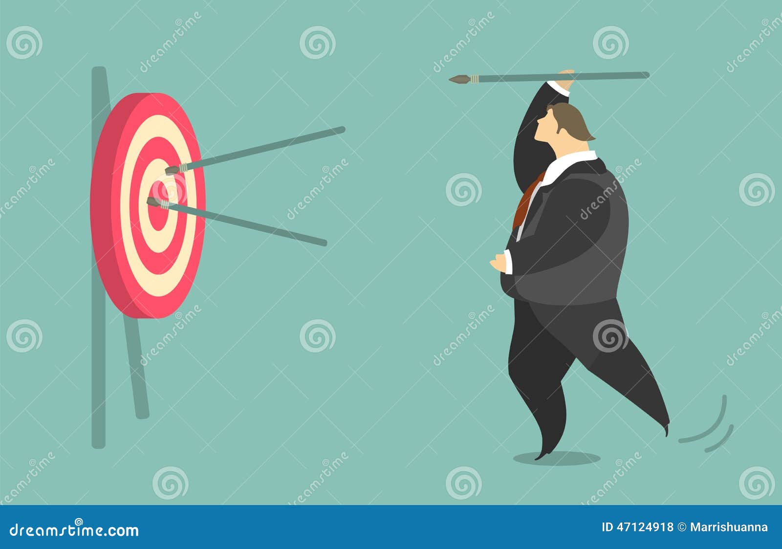Businessman Trying To Hit a Target with a Spear Stock Vector ...