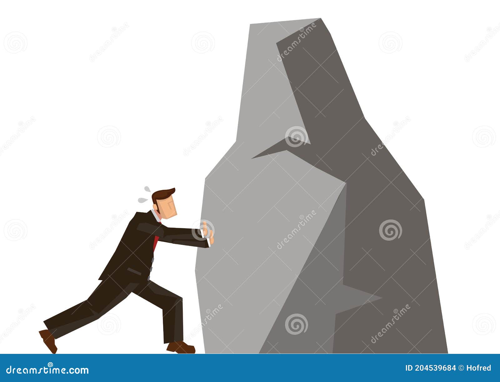 Businessman Trying To Move Mountains Stock Vector - Illustration of ...
