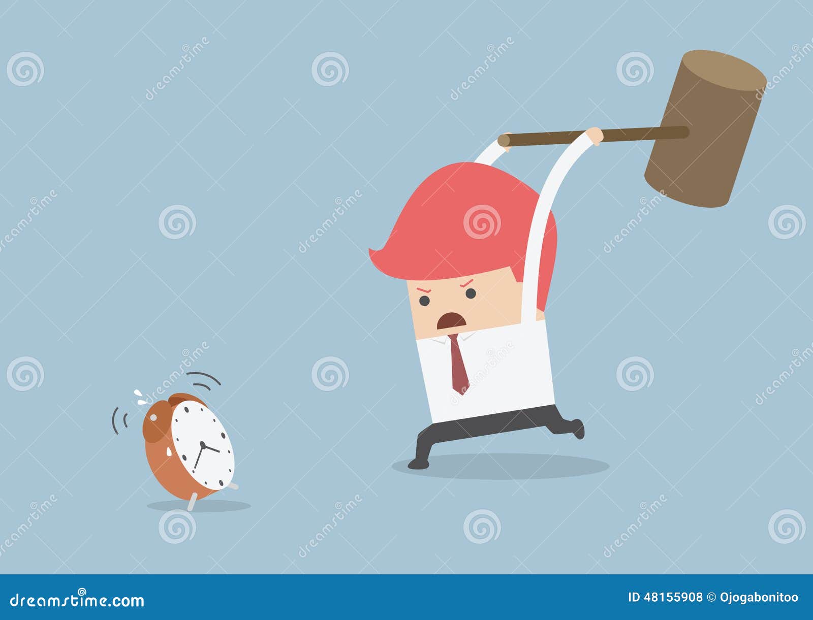 Businessman is Trying To Smash Alarm Clock by Using Big Hammer Stock ... Businessman is Trying To Smash Alarm Clock by Using Big Hammer Stock ...