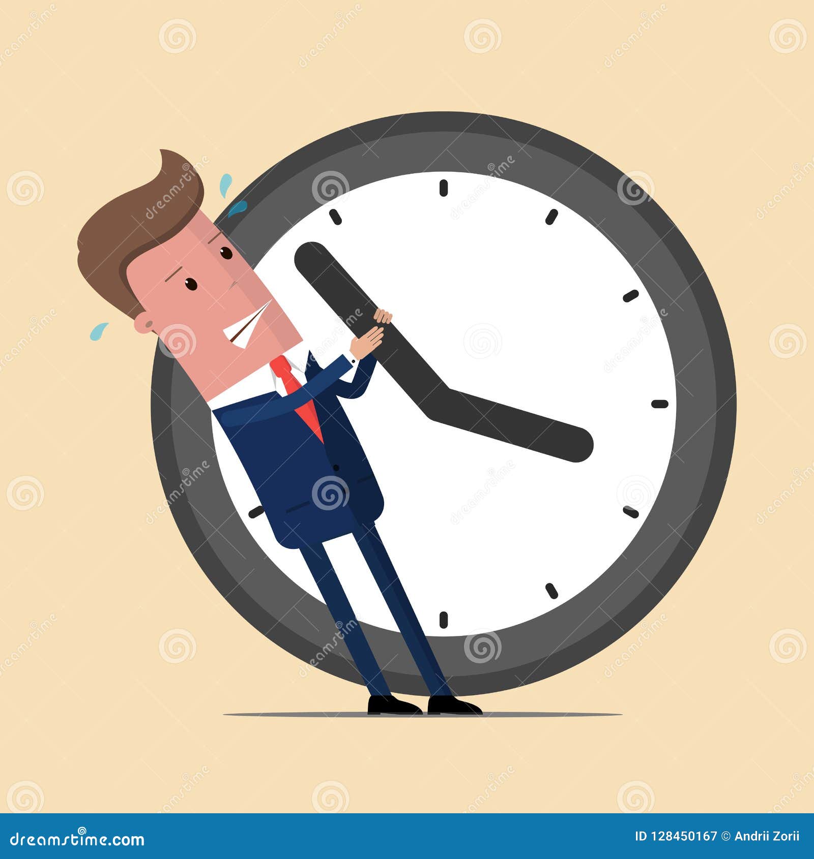 Businessman Trying To Stop the Time. Vector Flat Illustration Stock ... Businessman Trying To Stop the Time. Vector Flat Illustration Stock ...