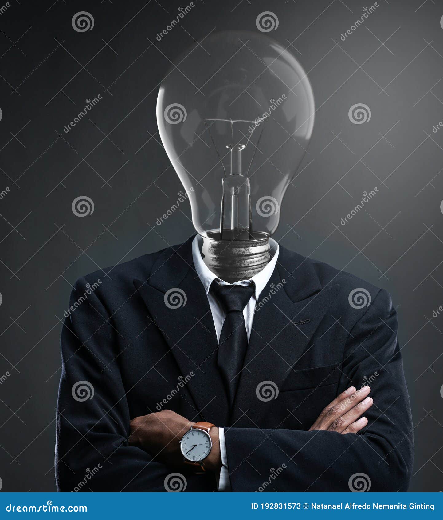 Businessman with Turned Off Light Bulb Head Concept. Brilliant Idea ...
