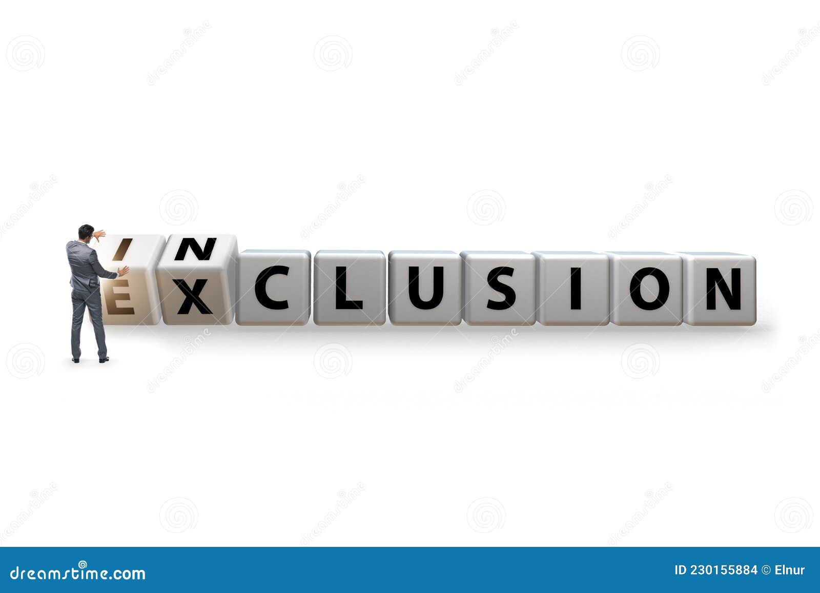 Businessman Turning Cubes in Inclusion and Exclusion Concept Stock ...