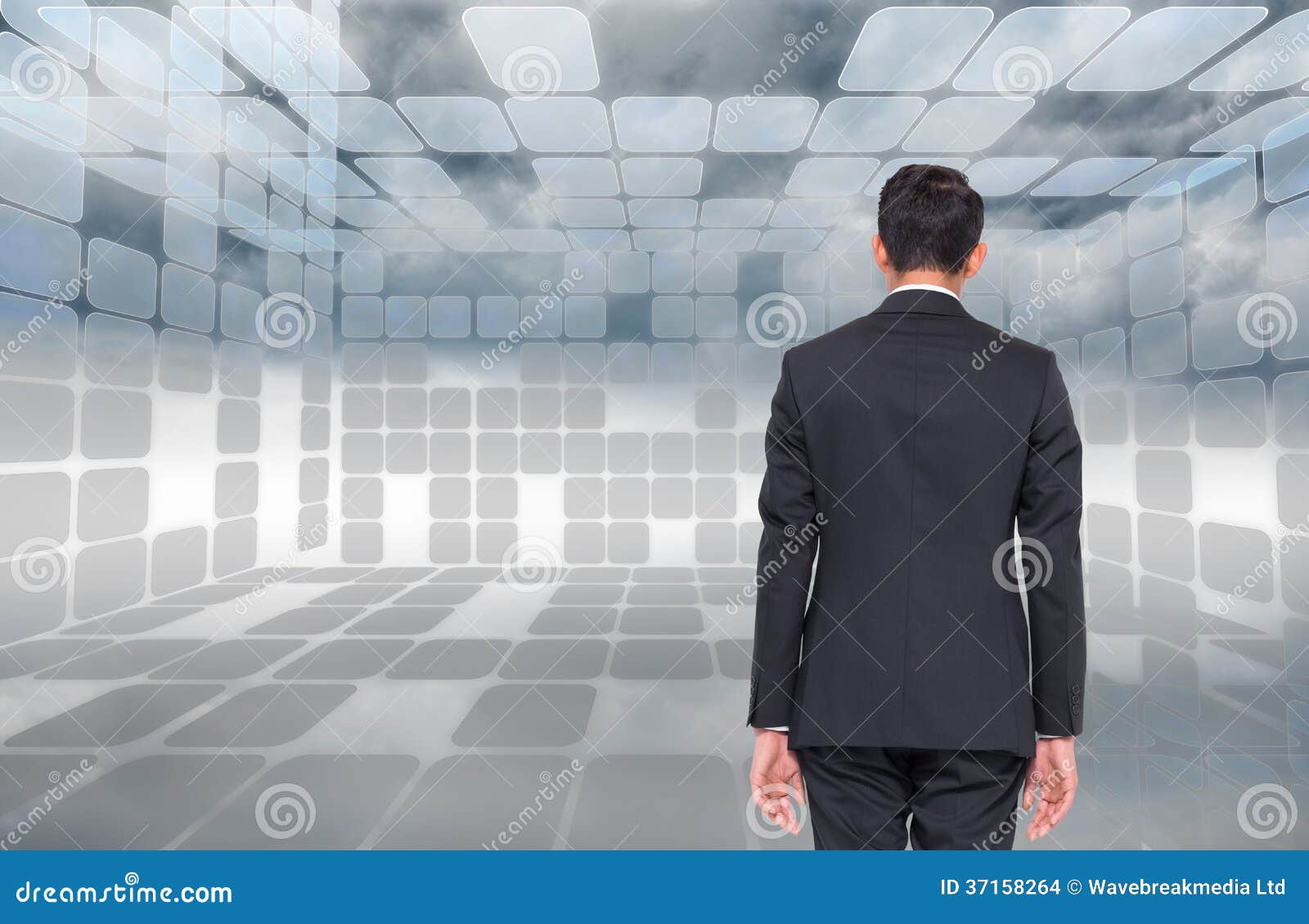 Businessman Turning His Back To Camera Stock Photo - Image of grey ...