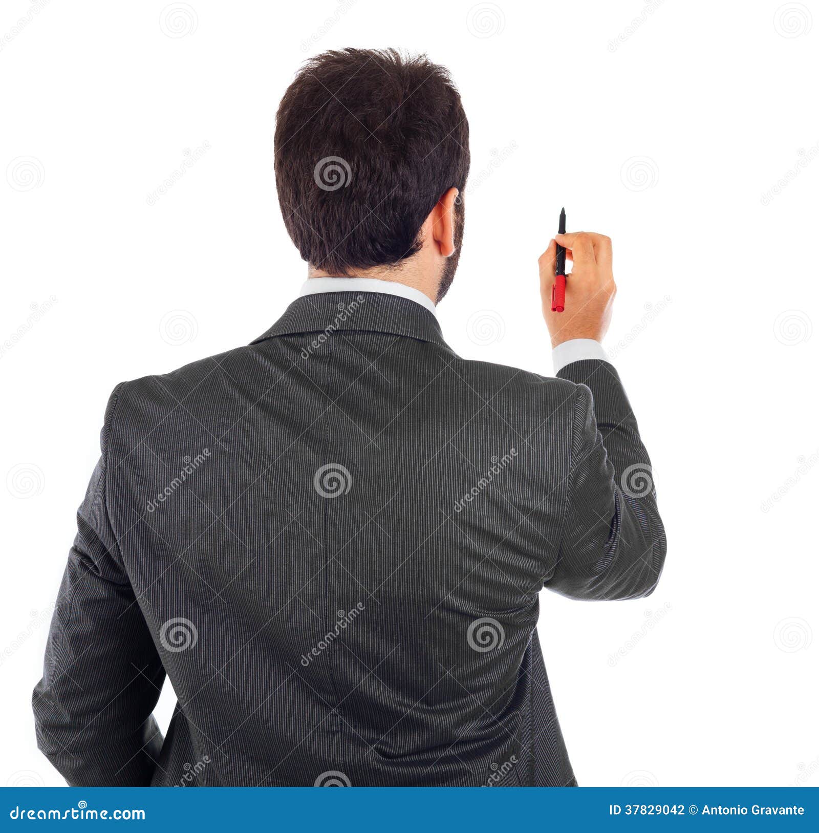 Businessman Turning His Back To Camera with Pen Stock Photo - Image of ...