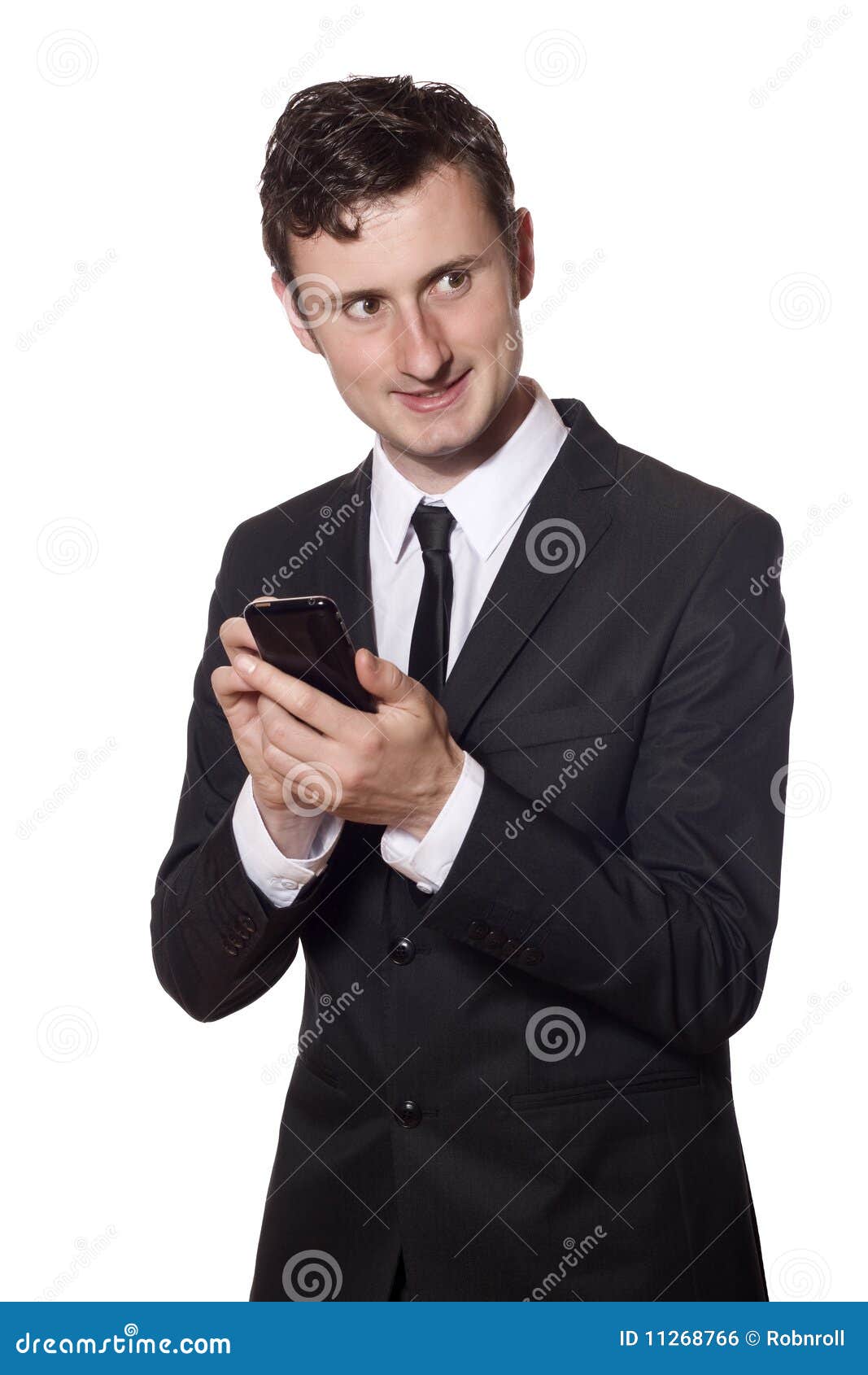 Businessman Twitters with a Smartphone Stock Photo - Image of ...