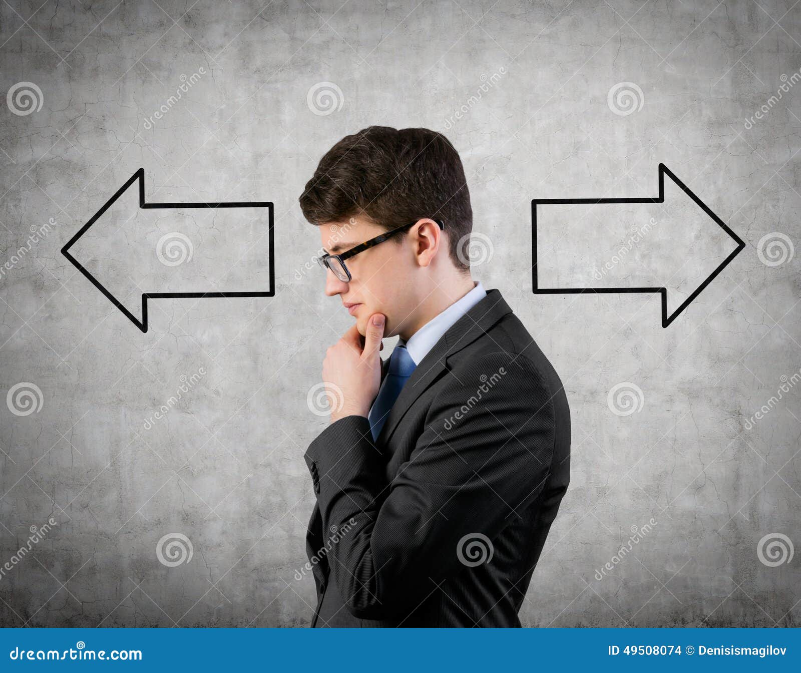 Businessman two arrows stock photo. Image of expression - 49508074