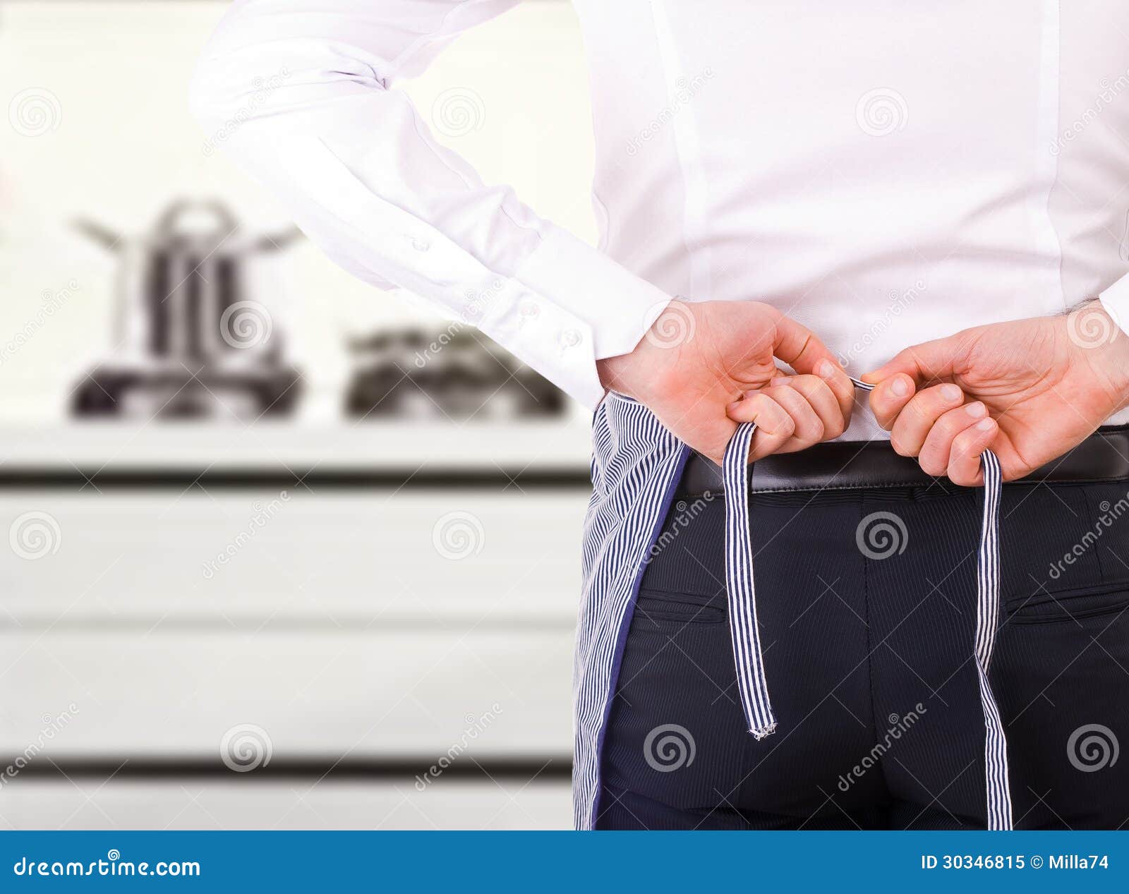 Businessman Tying Apron Strings. Stock Image - Image of career, gesture ...