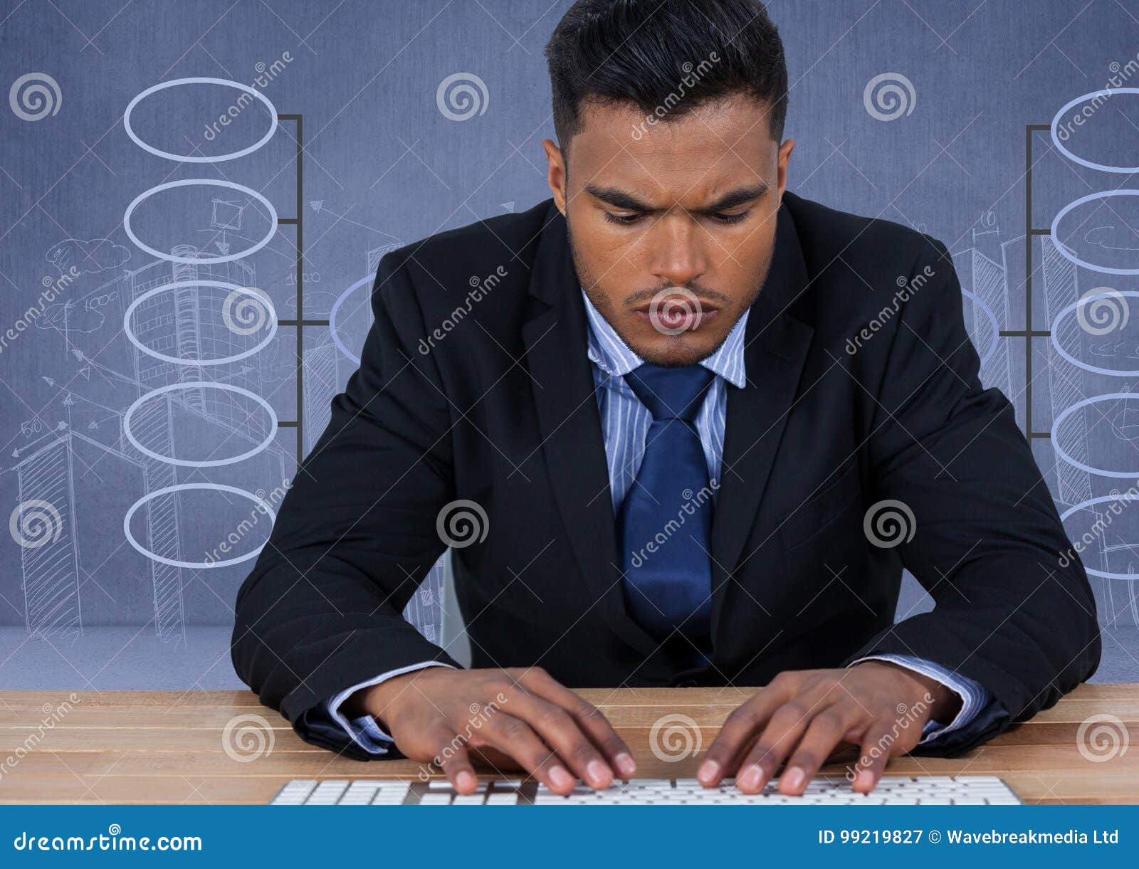Businessman Typing on Keyboard with Mind Map Stock Image - Image of ...