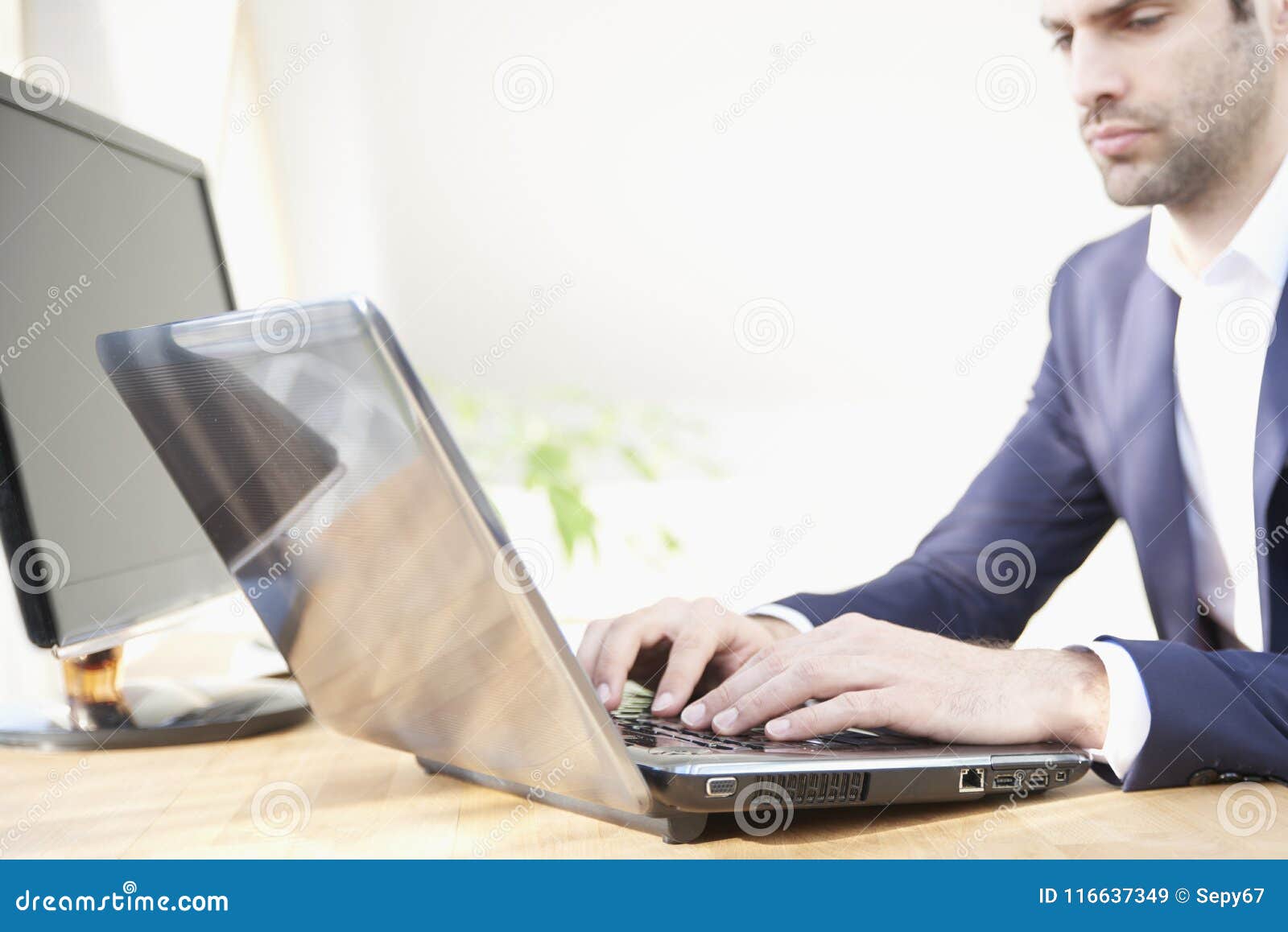 Businessman Typing on Keyboard Stock Image - Image of thoughtful ...