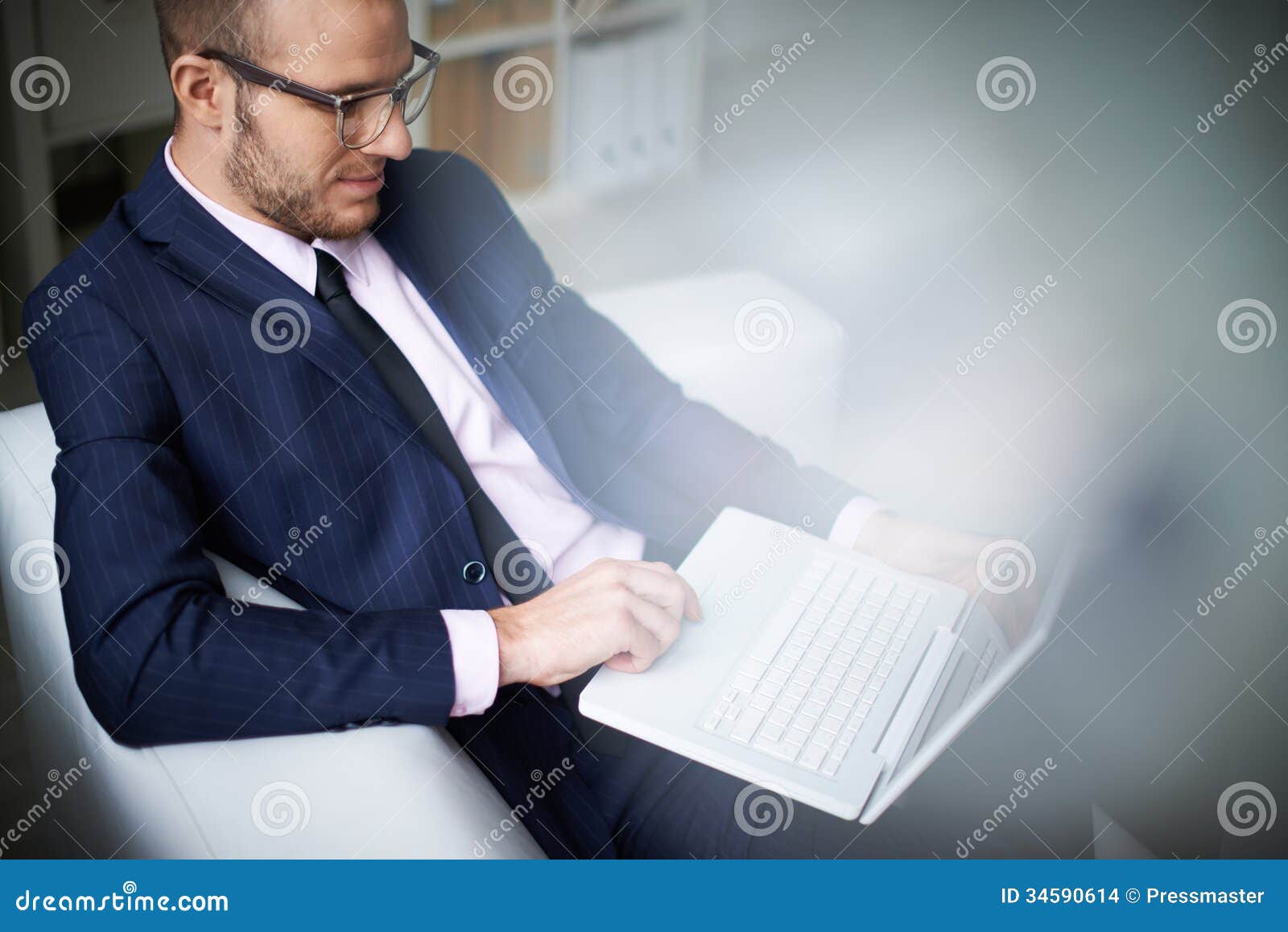 Businessman typing stock photo. Image of people, eyeglasses - 34590614