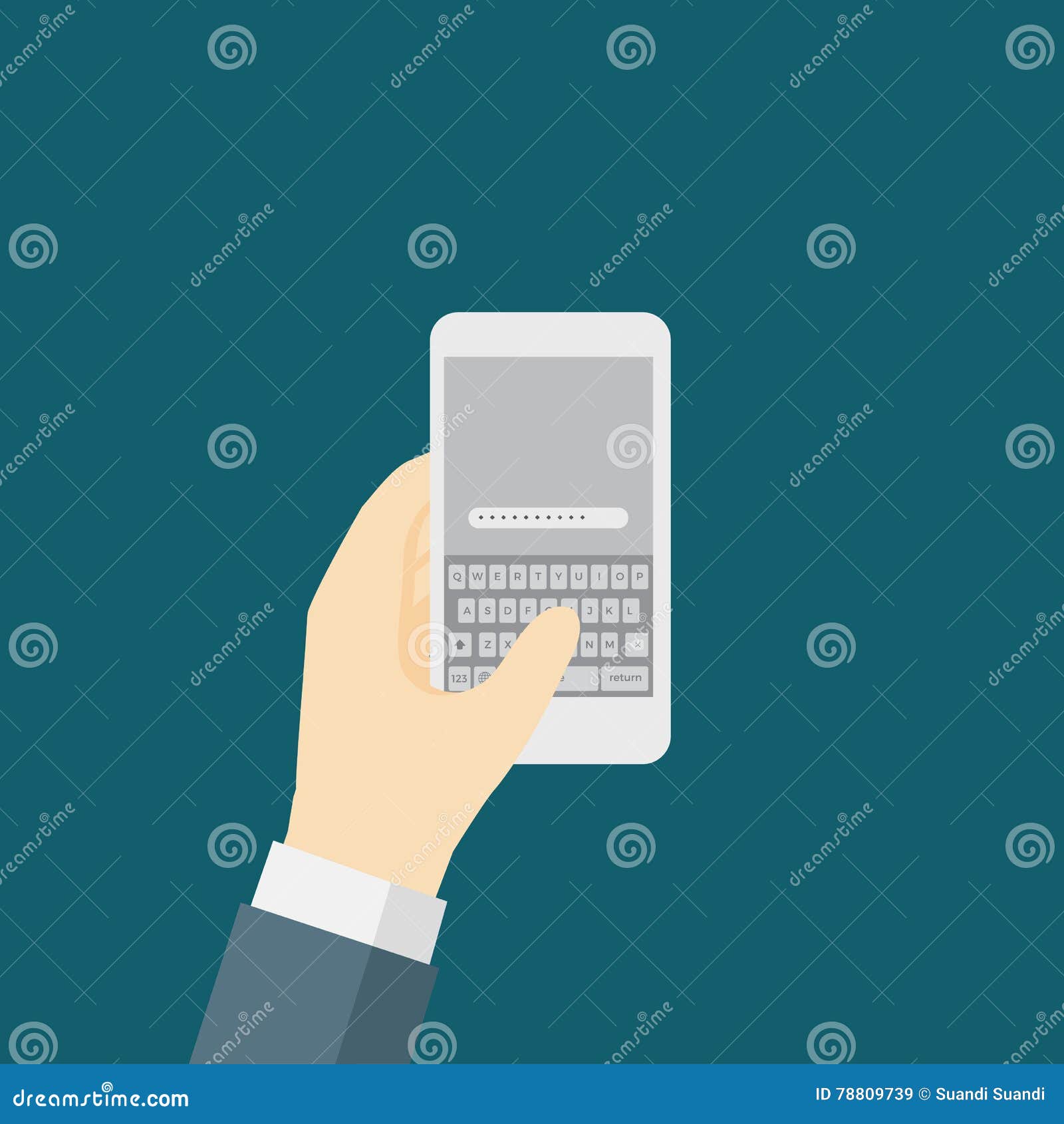Businessman Typing on the Smart Phone with Qwerty Keyboard Stock Vector ...