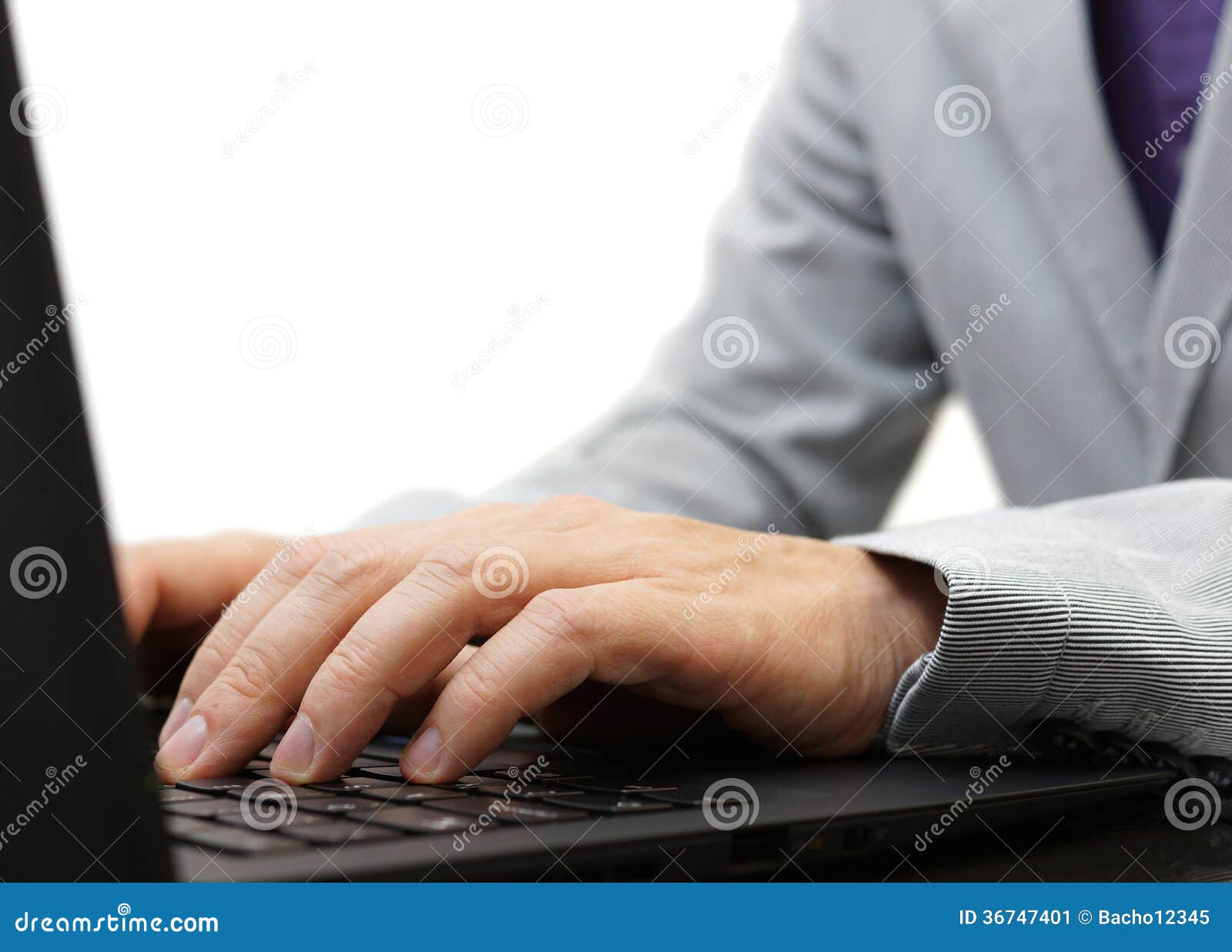 Businessman Typing Text on a Laptop Keyboard Stock Image - Image of ...