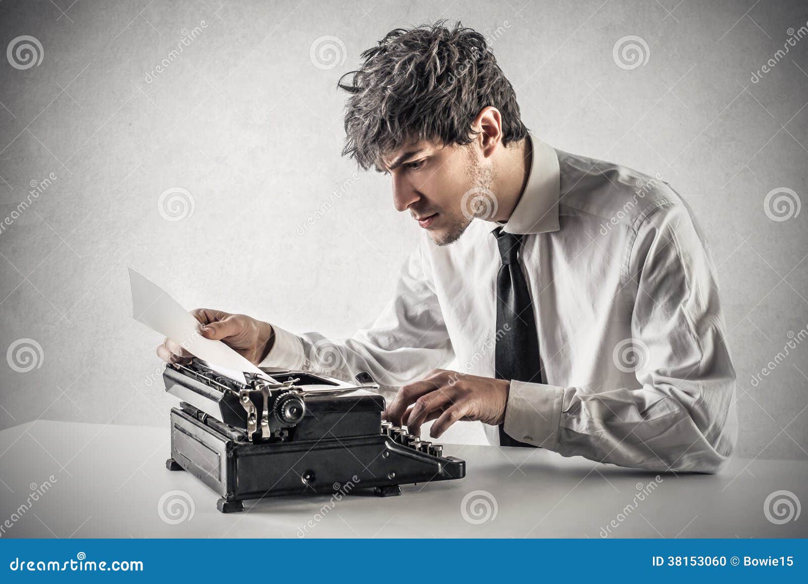 Businessman Typing on the Typewriter Stock Photo - Image of businessman ...