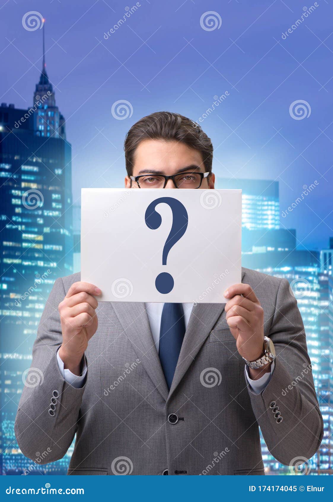 Businessman in Uncertainty Concept with Question Marks Stock Image ...