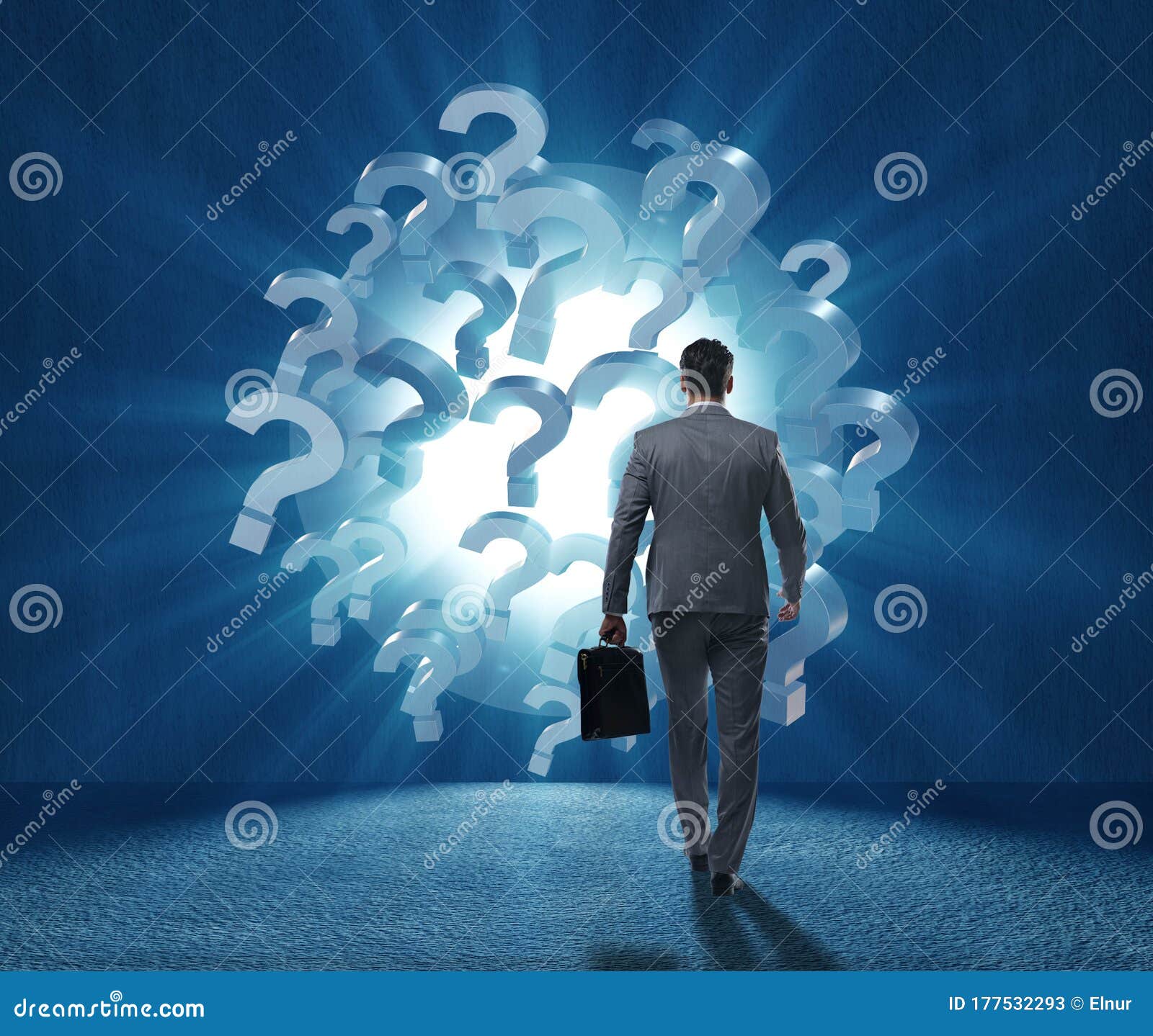 Businessman in Uncertainty Concept with Question Marks Stock Image ...
