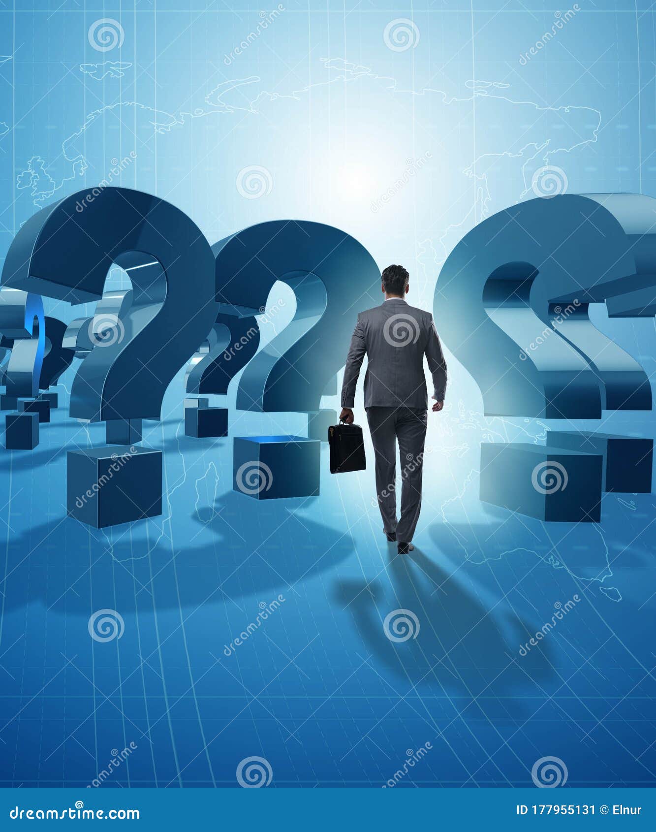 Businessman in Uncertainty Concept with Question Marks Stock Image ...