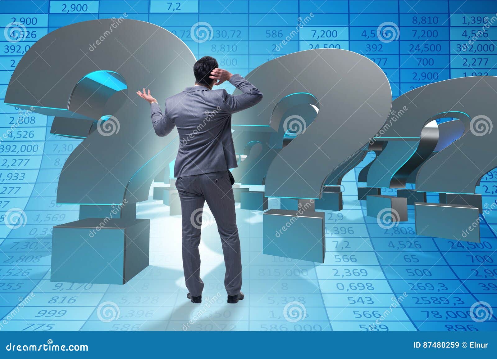 The Businessman in Uncertainty Concept with Question Marks Stock ...