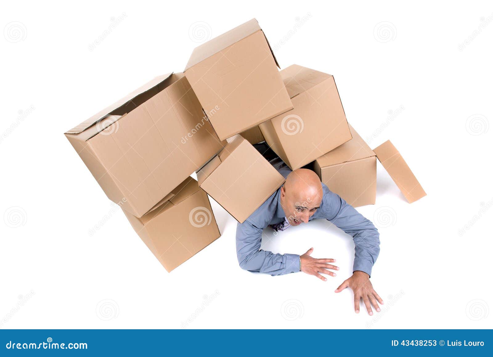 Businessman under boxes stock image. Image of courier - 43438253