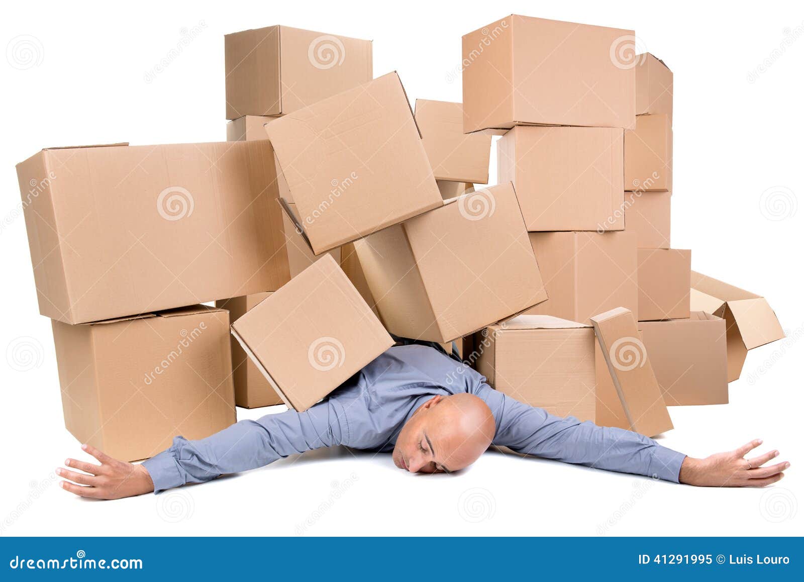 Businessman Under Boxes Stock Photo - Image: 41291995