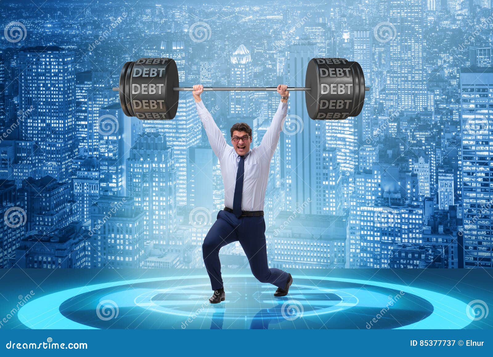 The Businessman Under Heavy Burden of Debt Stock Image - Image of ...