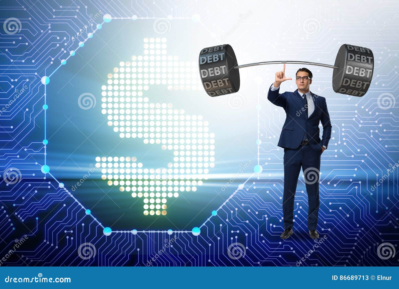 The Businessman Under Heavy Burden of Debt Stock Image - Image of ...