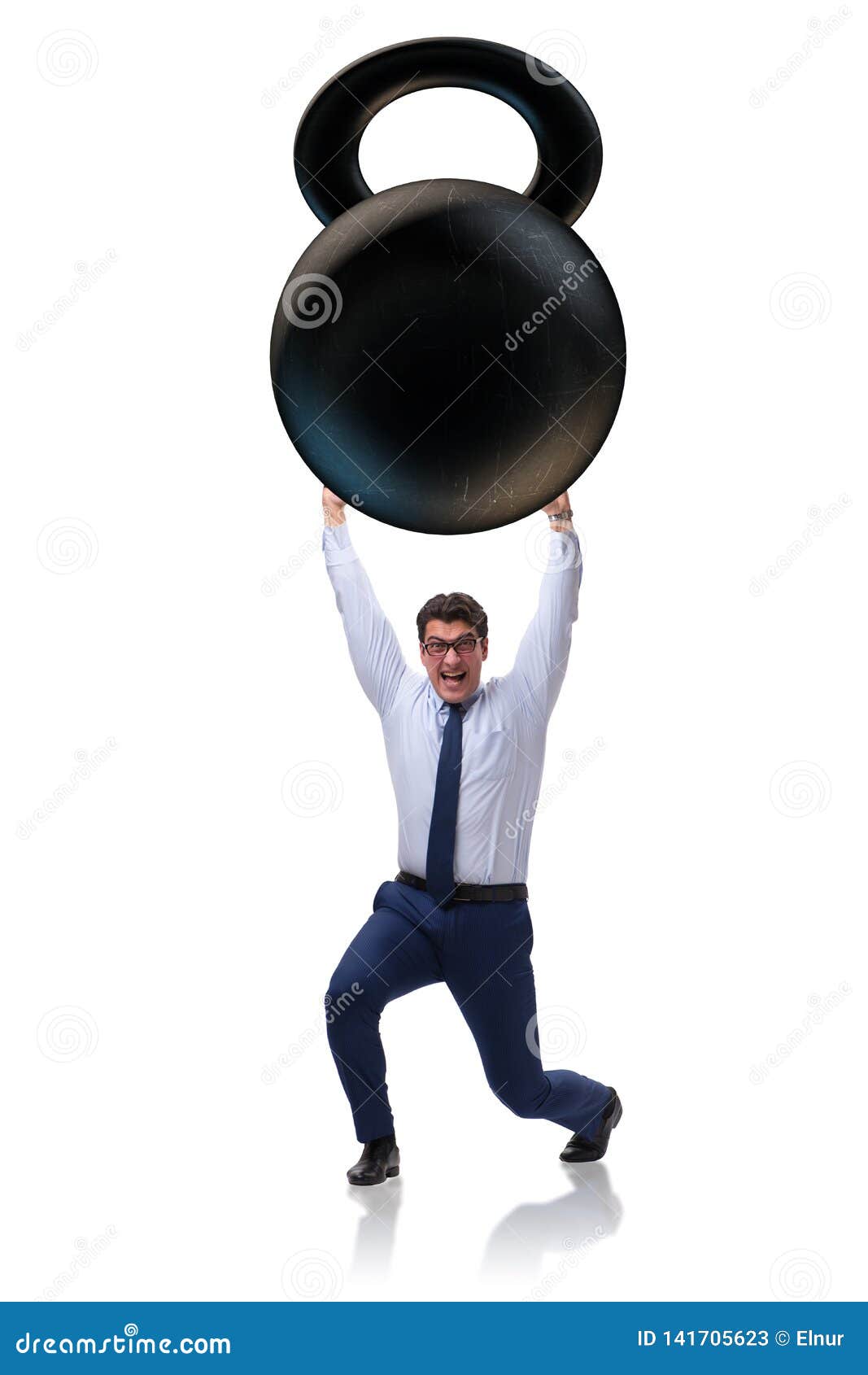 The Businessman Under Heavy Burden on White Background Stock Image ...