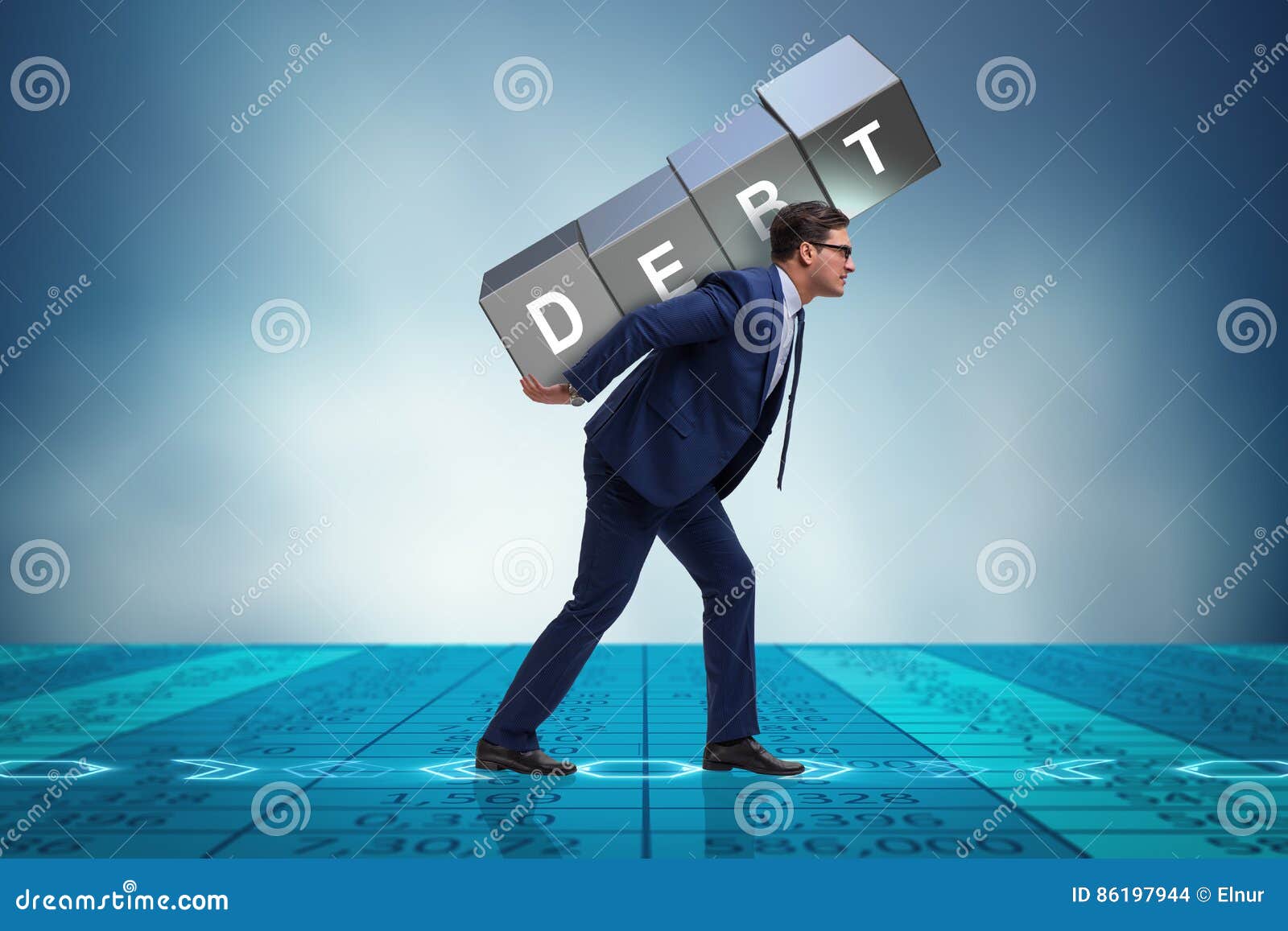 The Businessman Under Heavy Debt Burden Stock Photo - Image of help ...