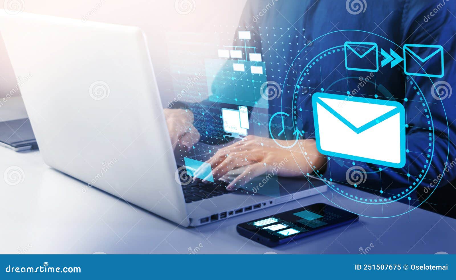 Businessman Use Email To Receive and Send Business Information, Storage ...