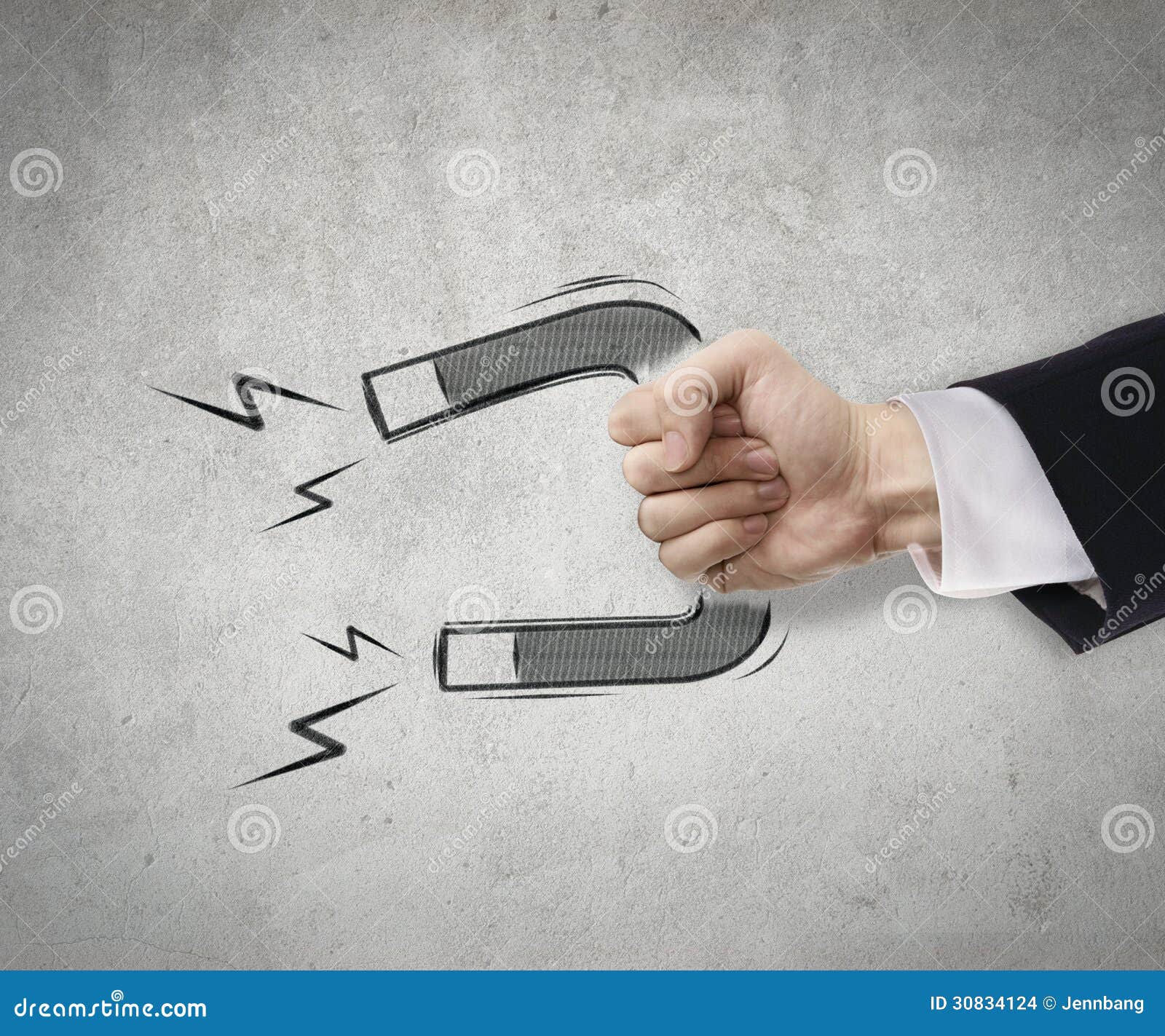 Businessman Use Magnet To Attract Stock Illustration - Illustration of ...