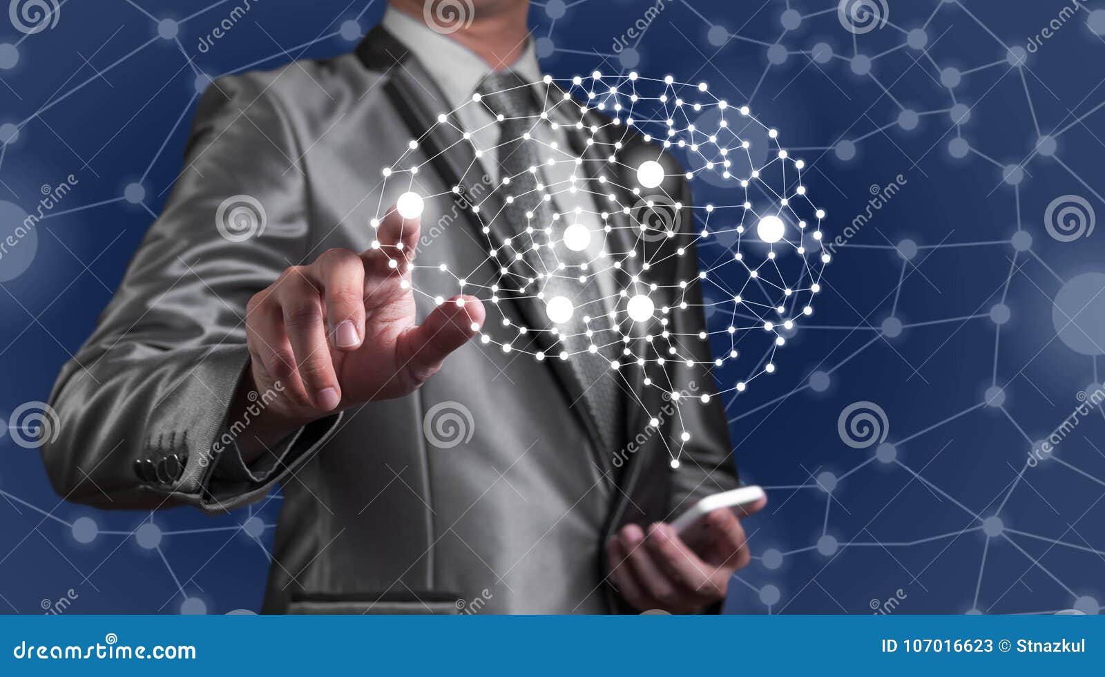 Businessman Use Smartphone with AI Technology, Artificial Inteligent ...