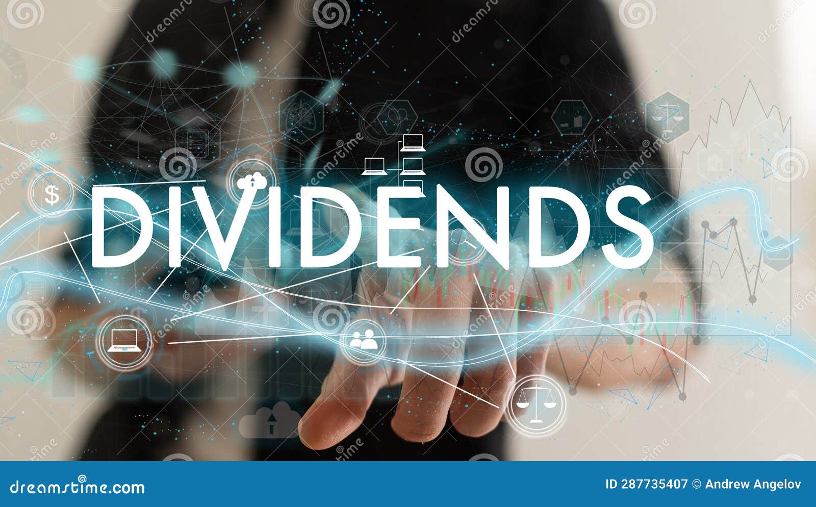 Businessman Use Smartphone and Selecting Dividends, Touch Screen ...