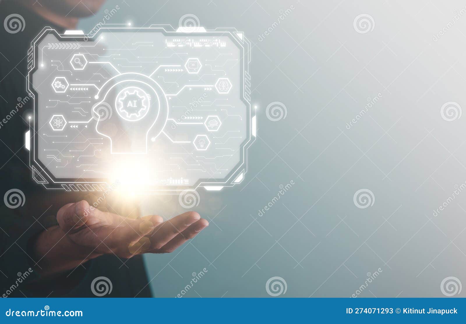 Businessman Use Tablet with Artificial Intelligence Screen Stock Image ...