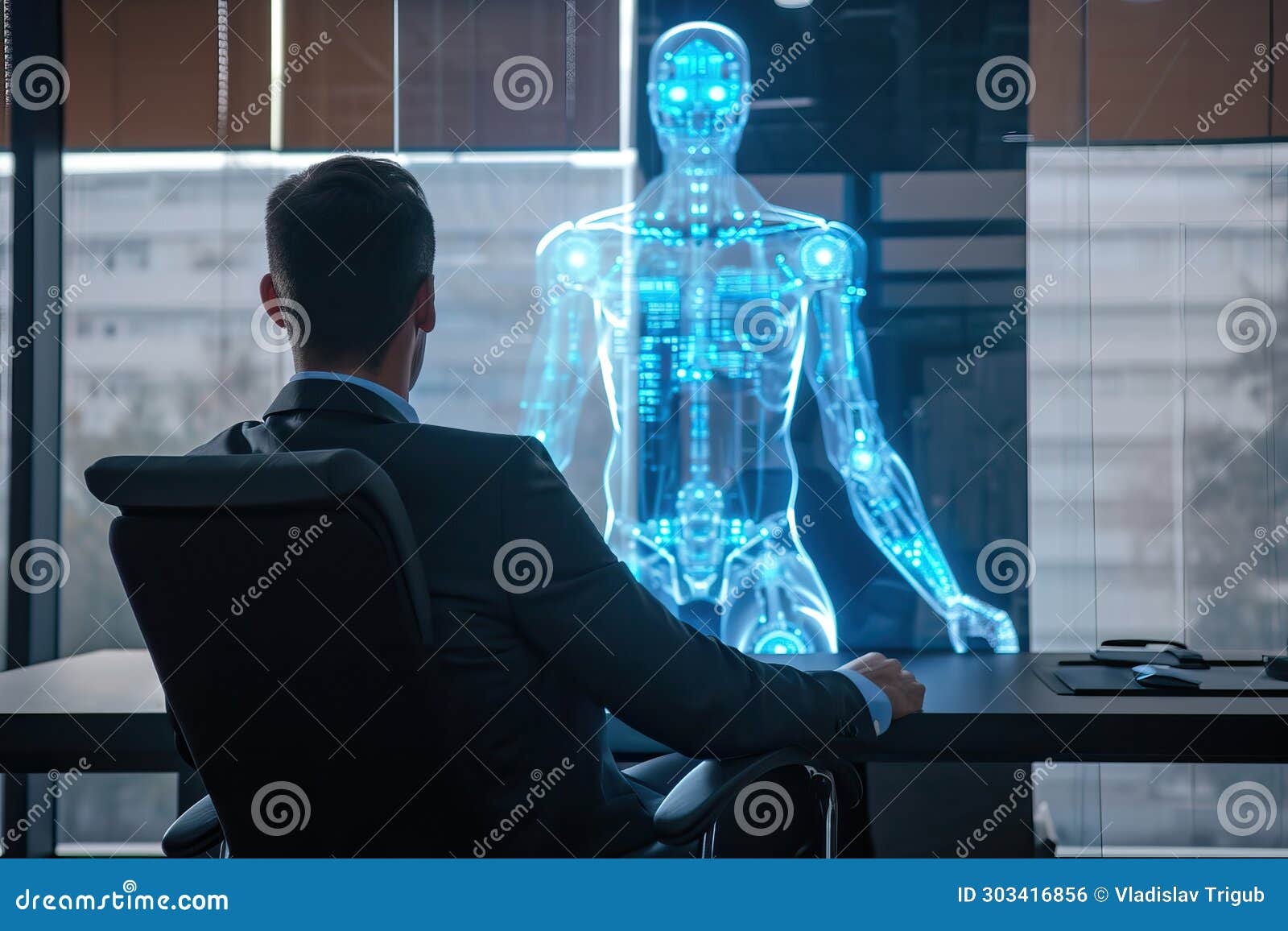 A Businessman Uses an AI Assistant To Analyze Work Processes ...