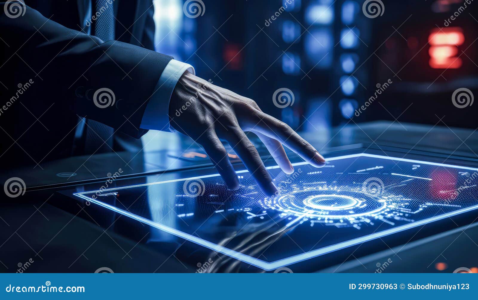 Businessman Uses Holographic Touchscreen To Manage Complex IoT Networks ...