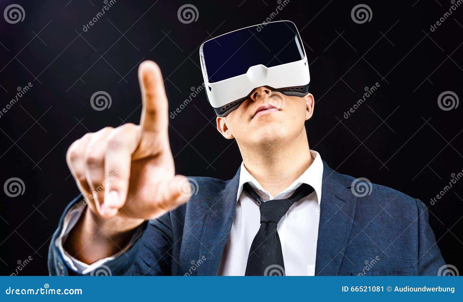 Businessman Uses Virtual Reality VR Head Mounted Display Stock Image ...