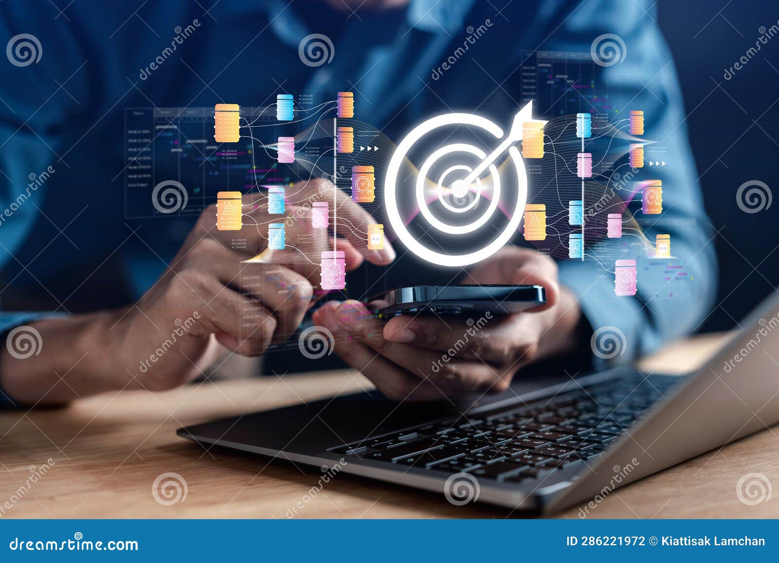 Businessman Using Ai Technology for Data Analytics Marketing Target ...