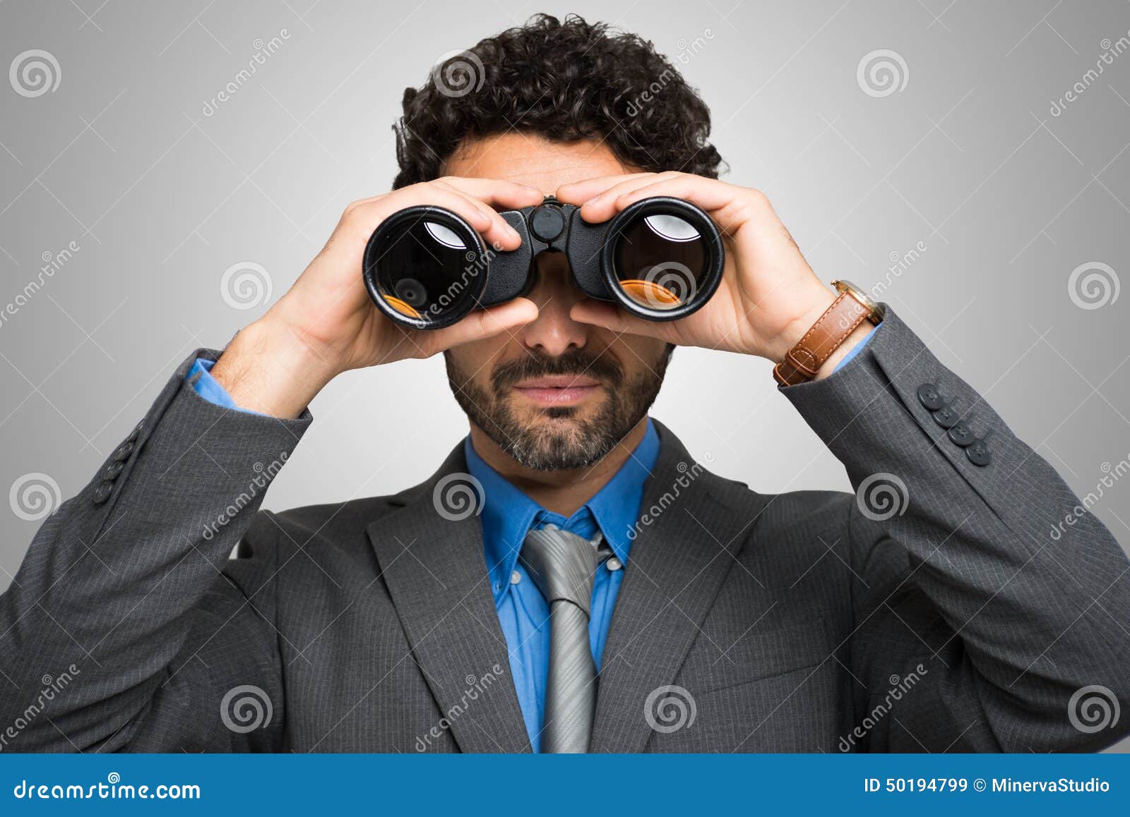 Businessman Using Binoculars Stock Image - Image of management, hire ...