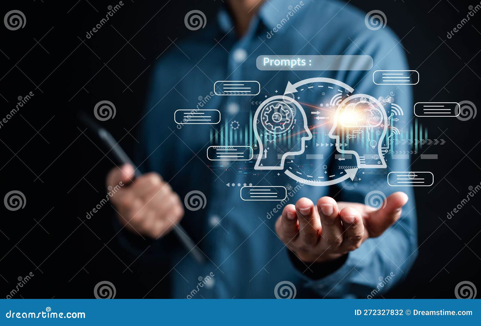 Businessman Using Chat Bot Intelligence Ai. Chat with AI Artificial ...