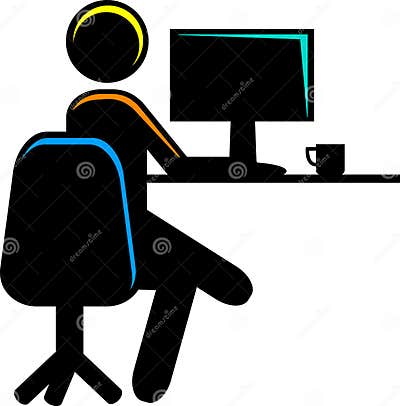 Businessman using computer stock vector. Illustration of table - 22041846