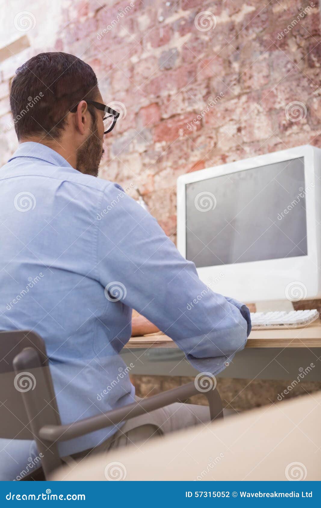 Businessman Using Computer at Desk Stock Photo - Image of workplace ...