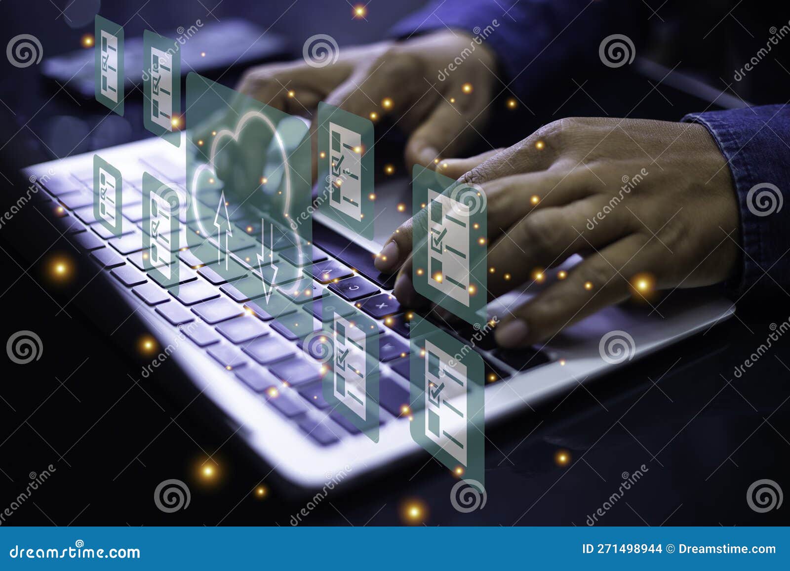 Businessman Using Computer Document Management System Concept. System ...
