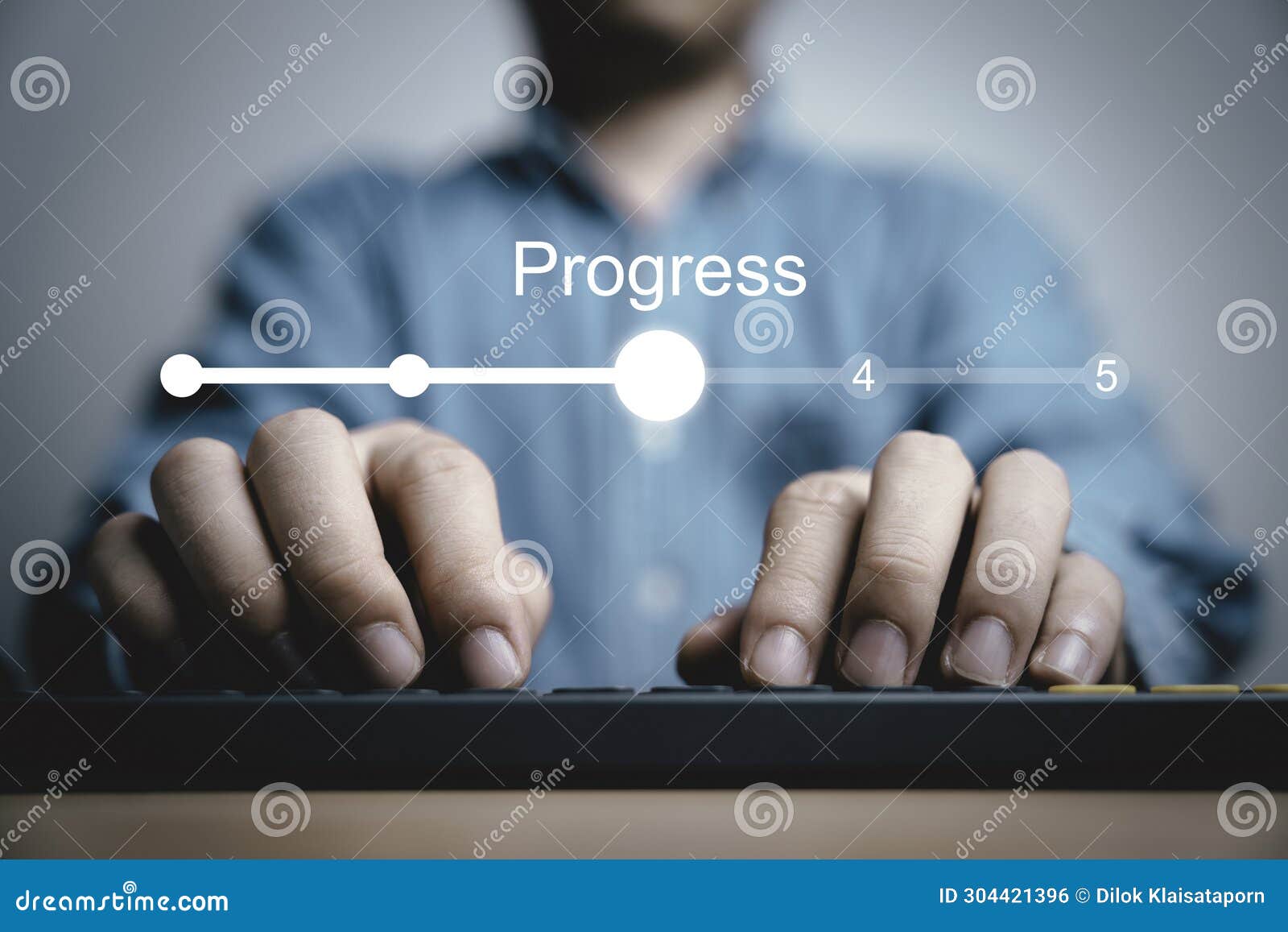 Businessman Using Computer Keyboard To Update Status in Checklist To ...