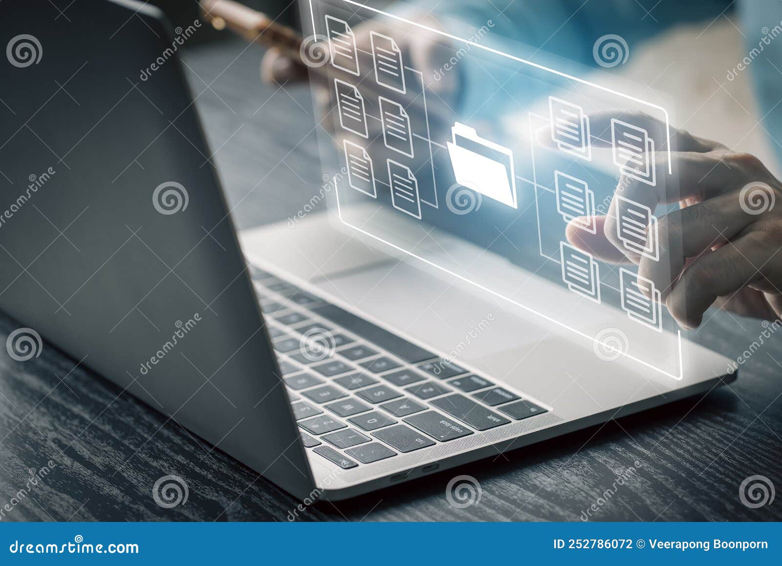 Businessman Using Computer Laptop on E Document on Digital Tablet , E ...