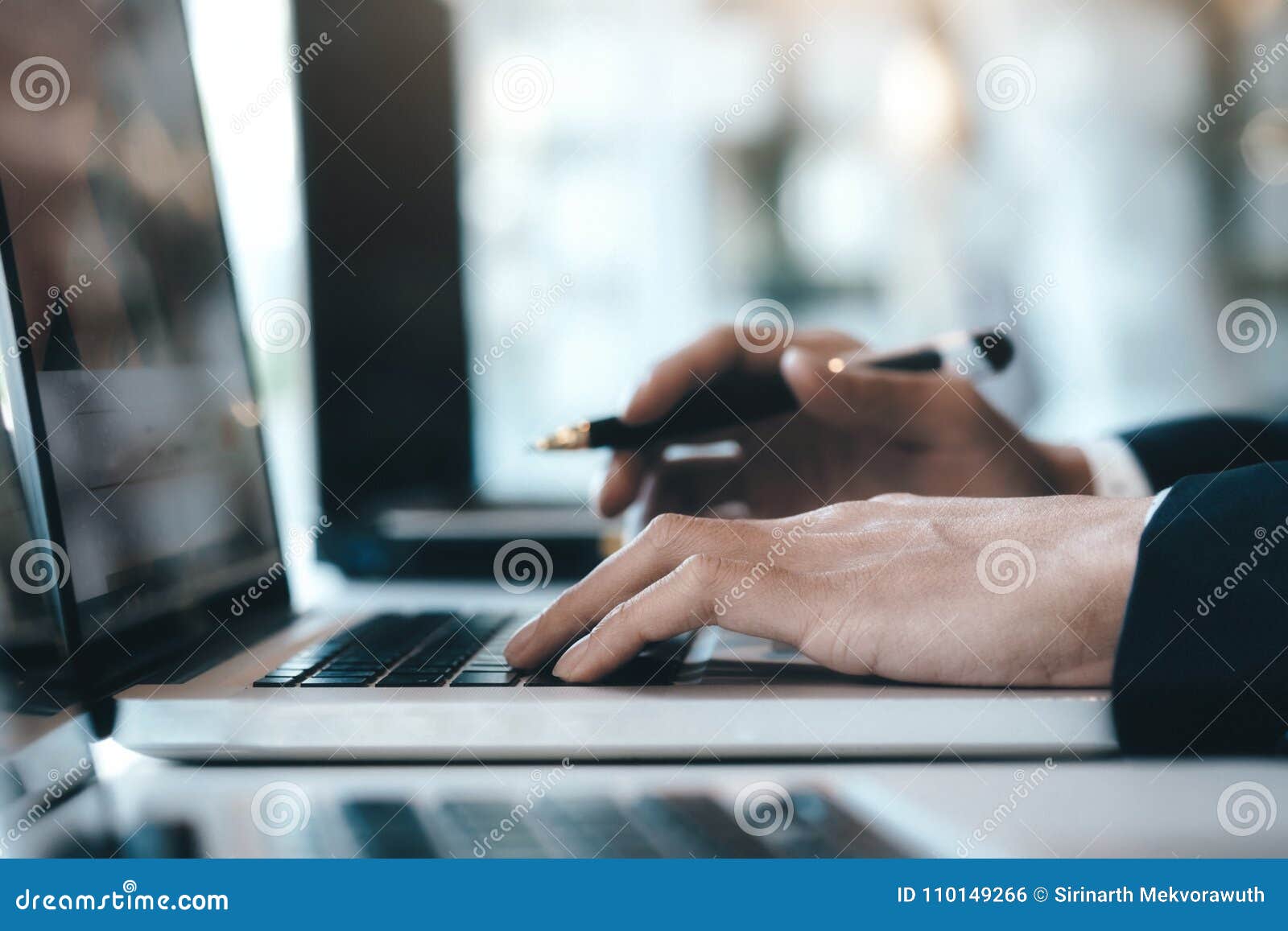 Businessman Using Computer To Analyse the Investment. Stock Photo ...