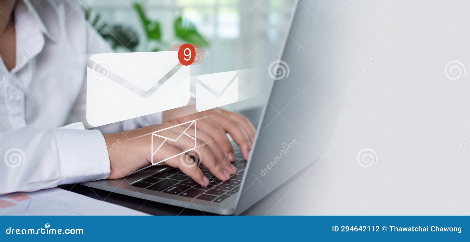 Businessman Using Computer To Check Email it Represents a New Email ...