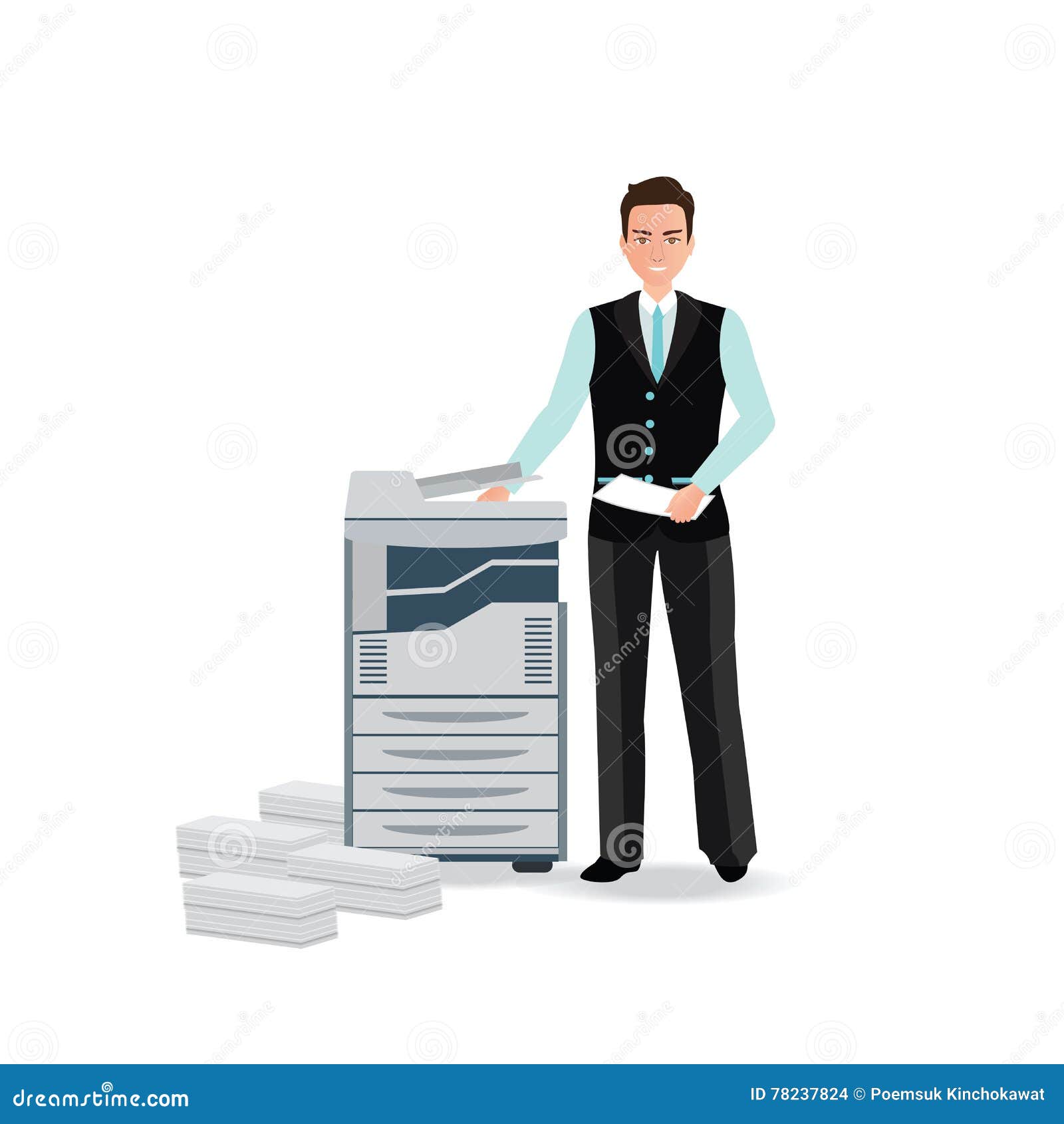 Businessman Using Copy Machine or Printing Machine Stock Vector ...