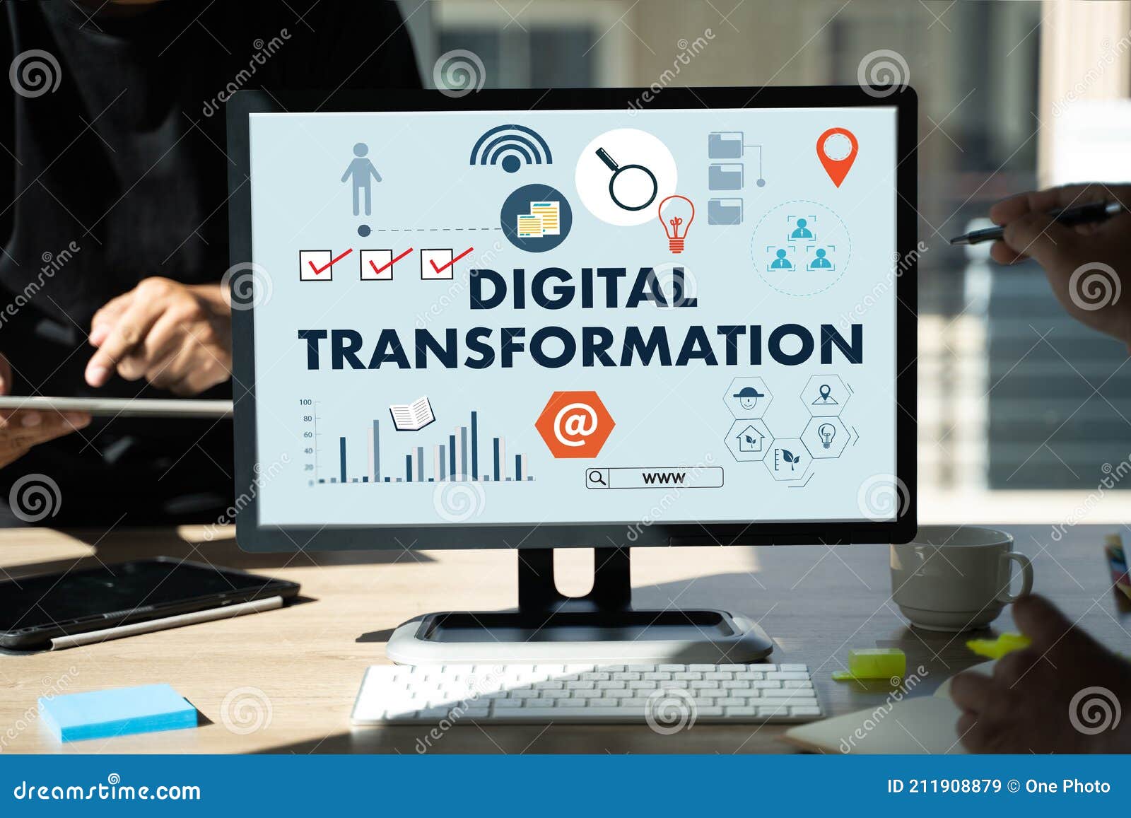 Businessman Using a Digital Device Digital Transformation Concept ...