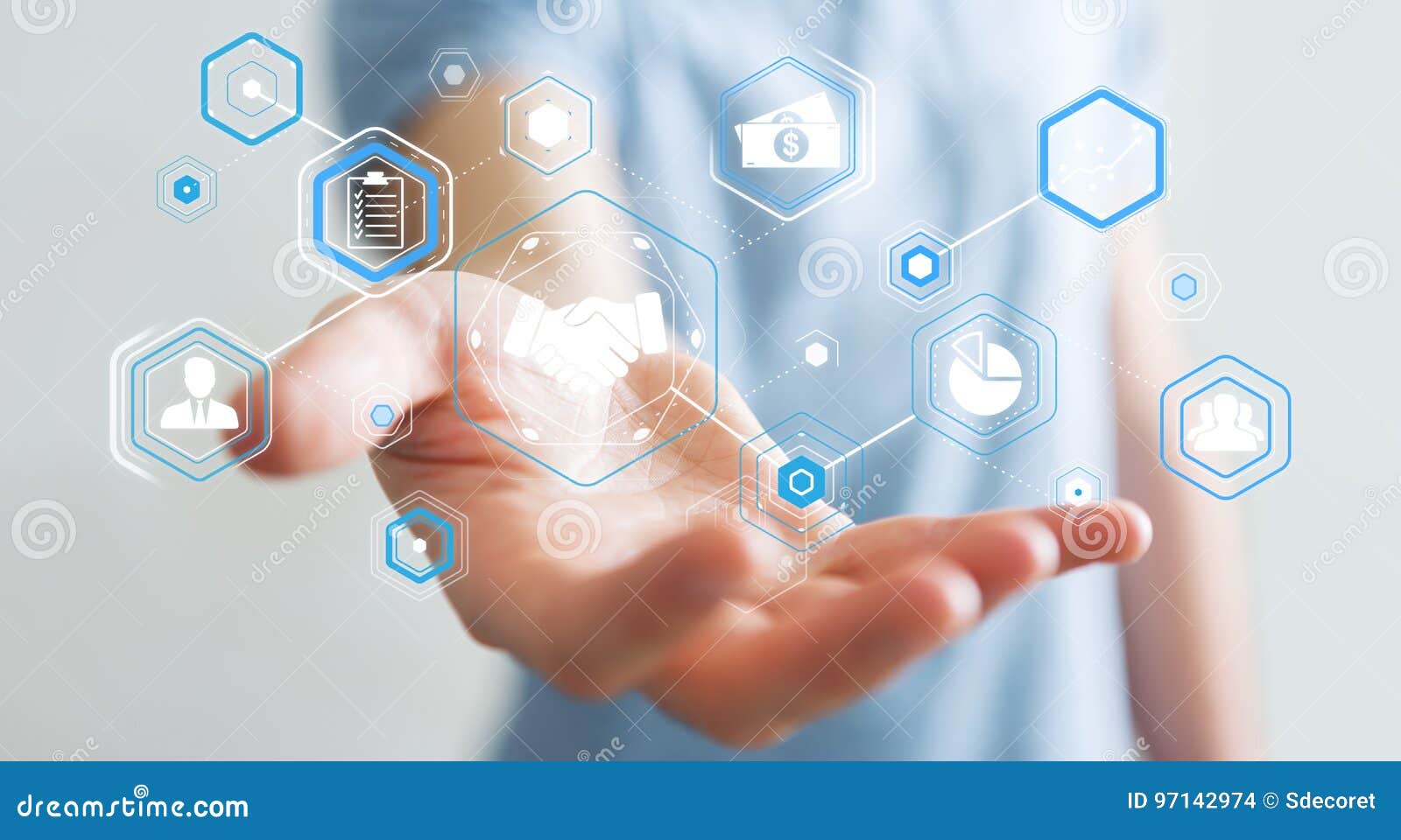 Businessman Using Digital Presentation for Partnership Business Stock ...