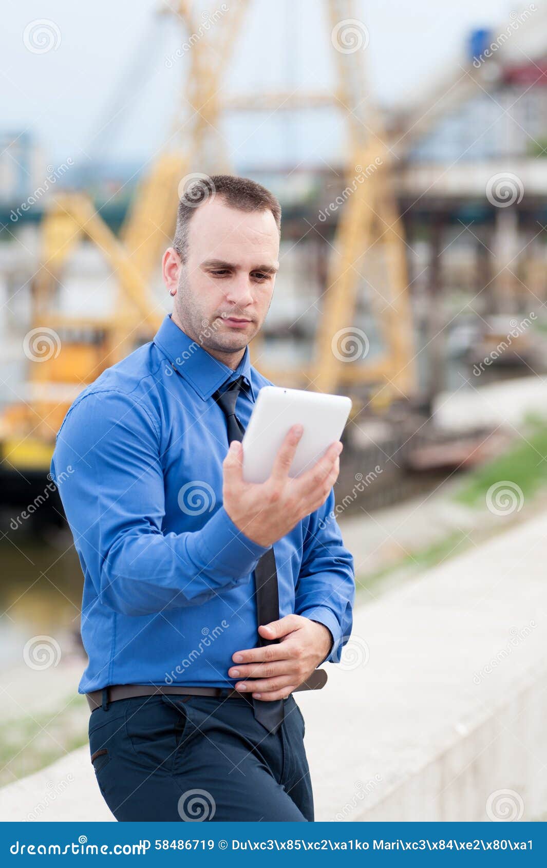 Businessman Using Digital Tablet Outdoor Stock Image - Image of ...